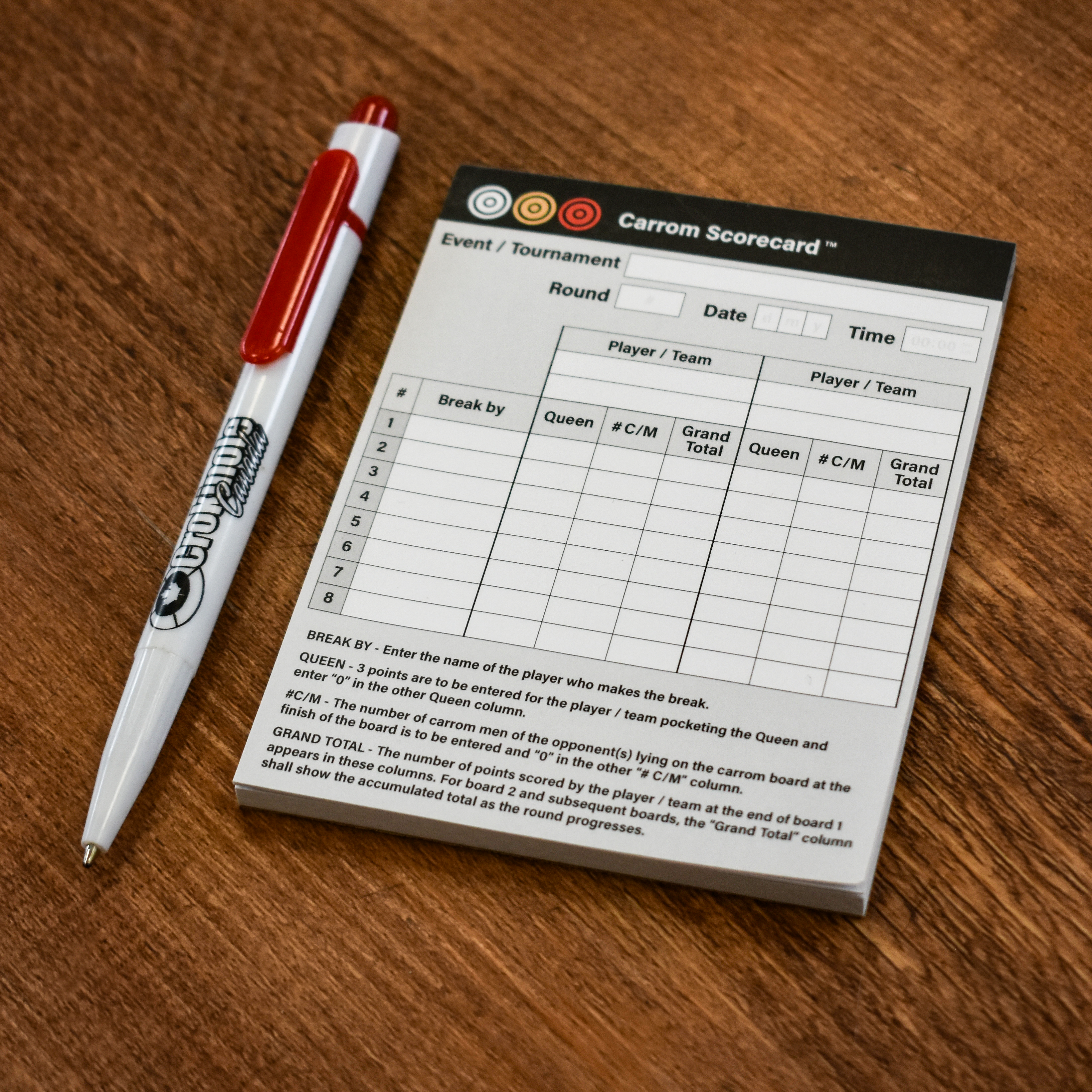 Tournament Carrom Scorecards for Tournament and Home Play – Crokinole ...