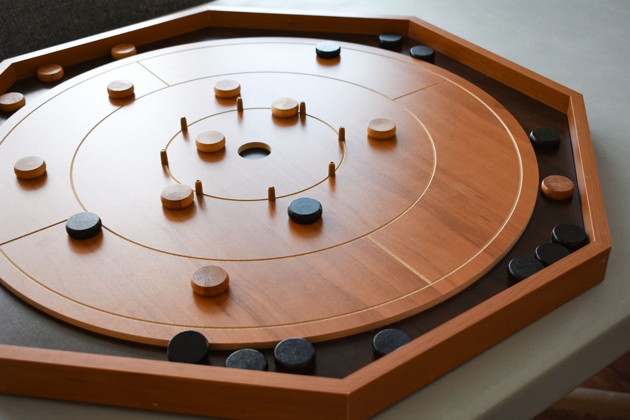 Crokinole Board For Beginners - Cherry & Walnut Melamine - Traditional ...
