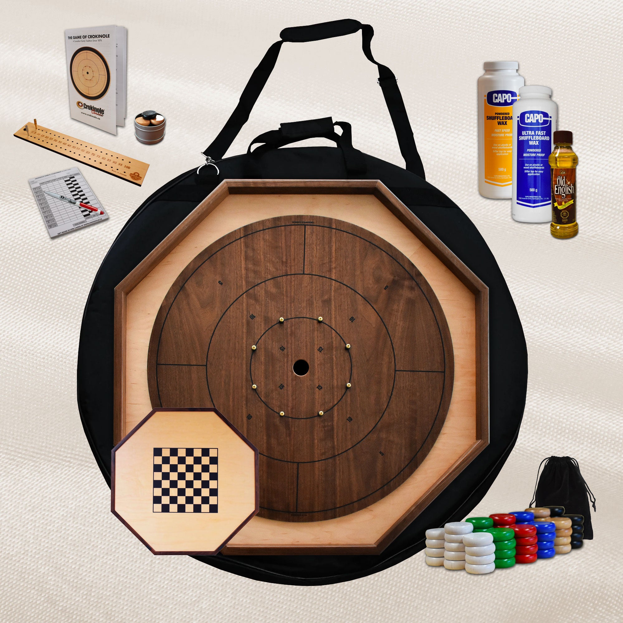 The Gold Standard Traditional Crokinole Board Game Kit (Walnut Edition ...